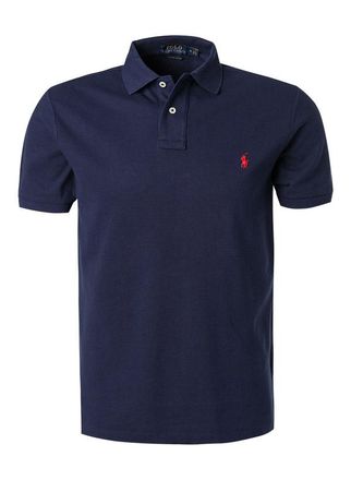 Polo Ralph Lauren Herren Polo-Shirt blau Baumwoll-Piqu&eacute; Slim Fit