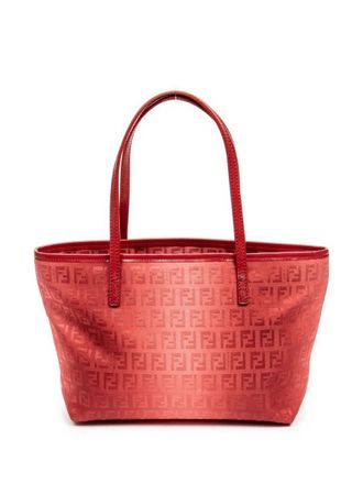 Fendi sac cabas en toile &agrave; motif Zucca - Rouge