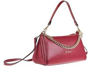 Pierre Cardin Sac à bandoulière pour femme en cuir véritable Made in Italy 26 x 13,5 x 11,5 cm 1985, Rubis, Taille unique