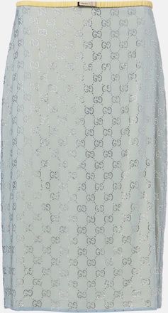 Gucci Midirock GG aus einem Seidengemisch mit Kristallen