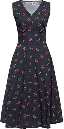 Queen Kerosin Robe swing pour femme | Robe d&eacute;t&eacute; | Rockabella | Cerise | 50S | Sans manches | Imprim&eacute; int&eacute;gral | Coton | Col en V | Pinup Cherry, Noir, XXL