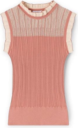 Motivi Femme, Tops, Rose, Taille: 42 FR Haut en maille c&ocirc;tel&eacute;e