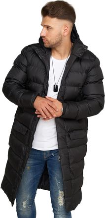 SOULSTAR Herren Parka Winterjacke als Langer Steppmantel mit Kapuze - Winterparka als Puffermantel - Wintermantel f&uuml;r M&auml;nner S2_GRAPEFRUIT-Black-XXL