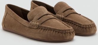 Mango Mocassins su&egrave;de d&eacute;tail en forme de masque marron moyen - Femme - 35 - MANGO