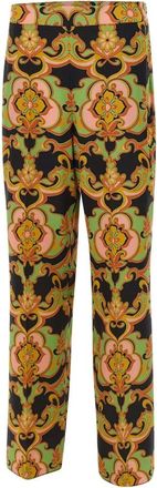 Etro Femme, Pantalons, Multicolore, Taille: 44 FR Pantalon Palazzo en Soie Florale