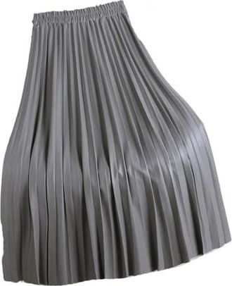Generic Jupe midi en cuir synth&eacute;tique pour femme - Taille haute - Coupe trap&egrave;ze - Pour f&ecirc;te, affaires, d&eacute;contract&eacute;, bureau, 2, Taille unique