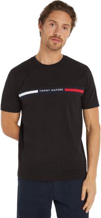 Tommy Hilfiger Herren T-Shirt Kurzarm Rundhalsausschnitt, Schwarz (Black), XS