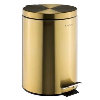 Navaris Poubelle Salle de Bain 12L - Poubelle &agrave; Couvercle avec Seau Int&eacute;rieur P&eacute;dale et Poign&eacute;e 38 x 25 cm pour Cosm&eacute;tique Salle de Bain Cuisine - Dor&eacute;