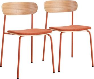 Oviala Set mit 2 stapelbaren St&uuml;hlen aus orangefarbenem Holz