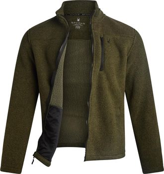 Spyder Herren-Fleecejacke - LSF 30+, weiche Polar-Fleece-Jacke, Sherpa-Futter, Rei&szlig;verschluss, Herbstjacken f&uuml;r Herren mit Taschen, Oliv/Blatt f&uuml;r mich (Leaf