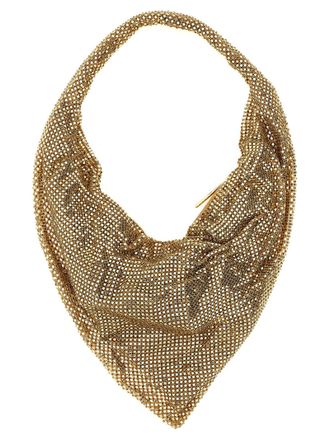 Benedetta Bruzziches Metal Mesh Crystal Shoulder Bag - Gold