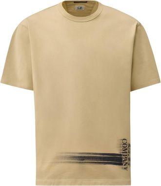 C.P. Company C.p. Company, Homme, Tops, Beige, Taille: S T-Shirt Manches Courtes 24/1 Jersey