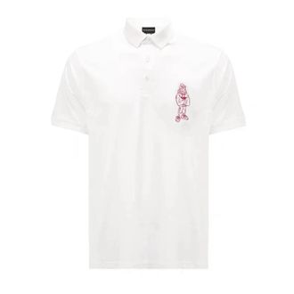 Emporio Armani Wei&szlig;es Polo mit gesticktem rotem Adlerlogo - - Tops - Herren - Wei&szlig; - L