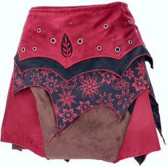 Guru Shop Guru-Boutique, Jupe Portefeuille des Elfes, Mini Jupe Goa, Cacheur, Rouge Bordeaux, Ducoton, Size:L/XL (44), Jupes/courts