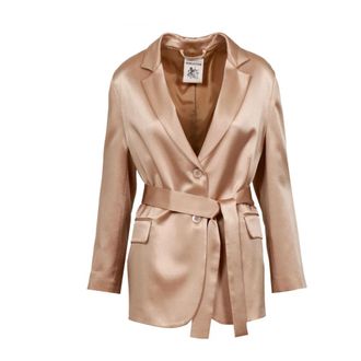 Semicouture Seidenmischungs-Blazer mit G&uuml;rtel - - Jackets - Damen - Braun - M