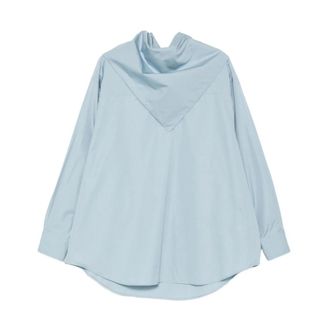 Ami Hellblaues Hemd mit Gro&szlig;em Kragen - - Blouses & Shirts - Damen - Blau - S