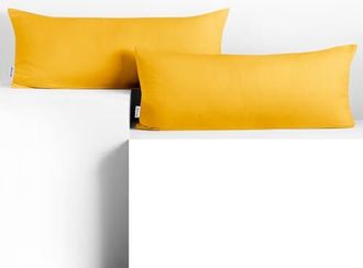 Decoking 2 Kissenbezüge 40x120 cm Jersey 100% gekämmte Baumwolle Reißverschluss gelb Amber
