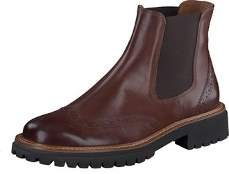 Paul Green Damen Chelsea-Stiefelette, Frauen Chelsea Boots,flach,Stiefel,Bootee,Booties,halbstiefel,Kurzstiefel,Braun (Saddle),37 EU / 4 UK
