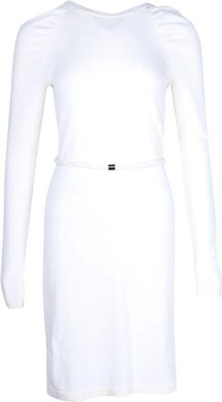 Chanel robe en cachemire à manches longues - Blanc