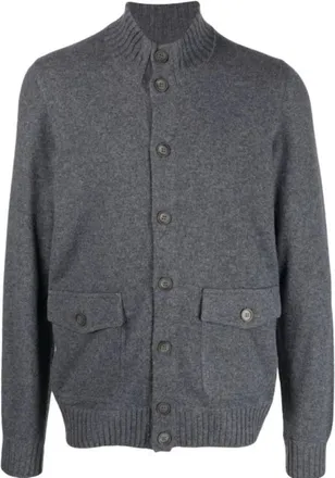 Barba Homme, Pulls, Gris, Taille: 2XL Cardigan &agrave; col montant