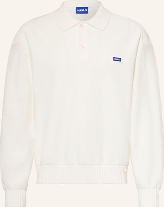 HUGO BOSS Hugo Strick-Poloshirt San Petty Oversized Fit weiss