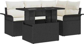 vidaXL Vidaxl - Set Divano Da Giardino Con Cuscino 5 Pcs Nero Poly Rattan