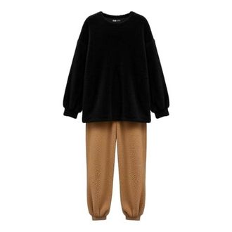 Generic YUJIEBB Ensemble de pyjama dhiver en polaire pour femme, v&ecirc;tements de nuit, pantalon 2 pi&egrave;ces, costume dint&eacute;rieur moelleux, d&eacute;contract&eacute;, chaud en flan