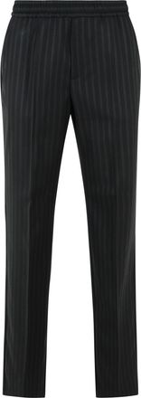 Versace Pantalon en laine jacquard noir