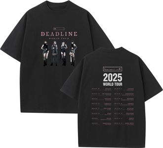 Generic Deadline T-Shirt 2025 World Tour Grafik-Support High Street Sport Baumwolle Love Shirt(A-Black,S)