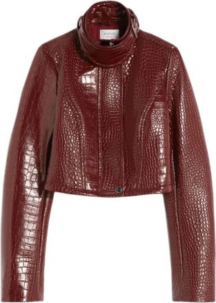 Sportmax Femme, Vestes, Rouge, Taille: 36 FR Veste courte en cuir verni &agrave; imprim&eacute; alligator