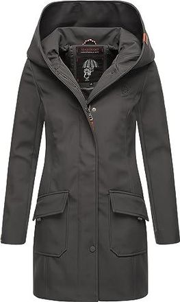 Marikoo Mayleen - Veste softshell longue pour femme - Manteau dextérieur imperméable avec capuche - XS-3XL, Anthracite, M