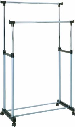 Haku Möbel Rollgarderobe alu, Chrom, grau, Kunststoff, Metall - Maße: B 95 cm x H 95-170 cm x T 43 cm, Style: Modern