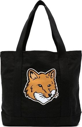 Maison Kitsun&eacute; Homme, Sacs, Noir, Taille: ONE Size Borsa Tote Fox Head