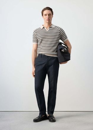 Mango Pantalon en serg&eacute; 100 % coton slim-fit bleu marine - Homme - 38 - MANGO MAN