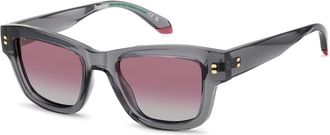 Polaroid Sunglasses Polaroid rechteckige Sonnenbrille - grauer Rahmen, burgunderrot get&ouml;nte polarisierte Gl&auml;ser in Grau