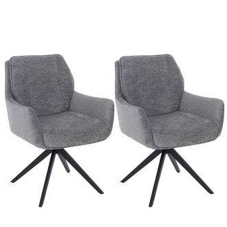 Hhg [non Utilizzato] Set 2x Sedie Poltroncine Con Seduta Girevole Hhg-710 Riposizionamento Automatico Seduta Metallo Ciniglia, Grigio