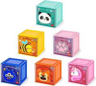 Legami Cutie Cubes Ablagesystem Schreibtisch-Organizer, Aufbewahrung, inklusive Stickerbogen, stapelbar 6er Set
