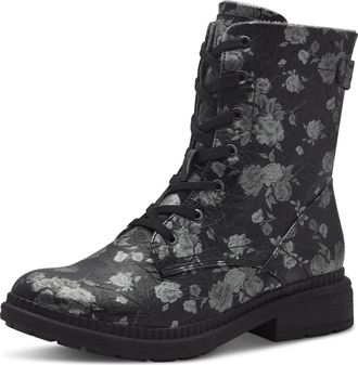 Jana Damen Stiefeletten zum Schnüren mit Reißverschluss Vegan, Mehrfarbig (Schwarz/Floral), 37 EU
