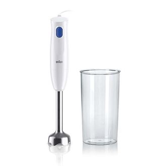 Braun Stabmixer MQ10.001M MultiQuick 1 - Extra Leichter P&uuml;rierstab mit Edelstahl-Mixfu&szlig; und EasyTwist System, inkl. 600 ml Mix- & Messbecher, 450 Watt, Wei&szlig;