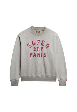 Superdry Damen Locker geschnittenes Sweatshirt mit Verzierung im College-Stil Grau Meliert 40