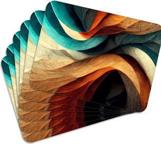 MG Design Set aus 6 Kork-Platzsets - Flowing Colors - 30 x 40 cm - hitzebest&auml;ndig & abwischbar, mit Korkr&uuml;ckseite