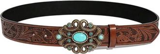 Generic Ceinture vintage en métal sculpté avec boucle en métal pour jeans et robes, marron, 122 cm