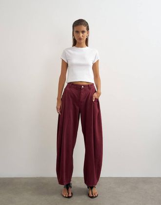 Topshop jean barrel cocon taille mi-haute rouge cerise