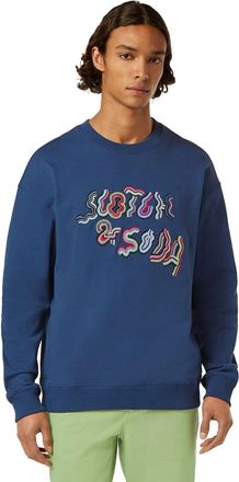 Scotch & Soda Mens Relaxed-fit Embroidered Sweatshirt, Atlantic Blue, L