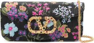 Valentino Garavani pochette &agrave; fleurs - Noir