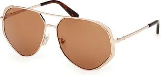 Guess Femme, Accessoires, Jaune, Taille: 59 MM Metal Aviator Lunettes de soleil