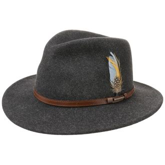 Stetson Newberg VitaFelt Traveller Einfarbiger Wasserabweisender Filzhut Made in USA Herren Ganzj&auml;hrig anthrazit XL (60-61 cm)