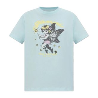 Ganni T-Shirt mit buntem Aufdruck - - Tops - Damen - Blau - XS