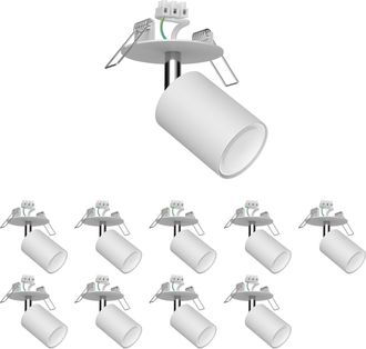 LEDs Com 10 Stück Deckeneinbauleuchte WAIKA, weiß matt, inkl. GU10 LED Lampe, 630lm, warmweiß