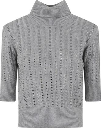 Ermanno Scervino Femme, Pulls, Gris, Taille: 38 FR Pull &agrave; Manches Courtes